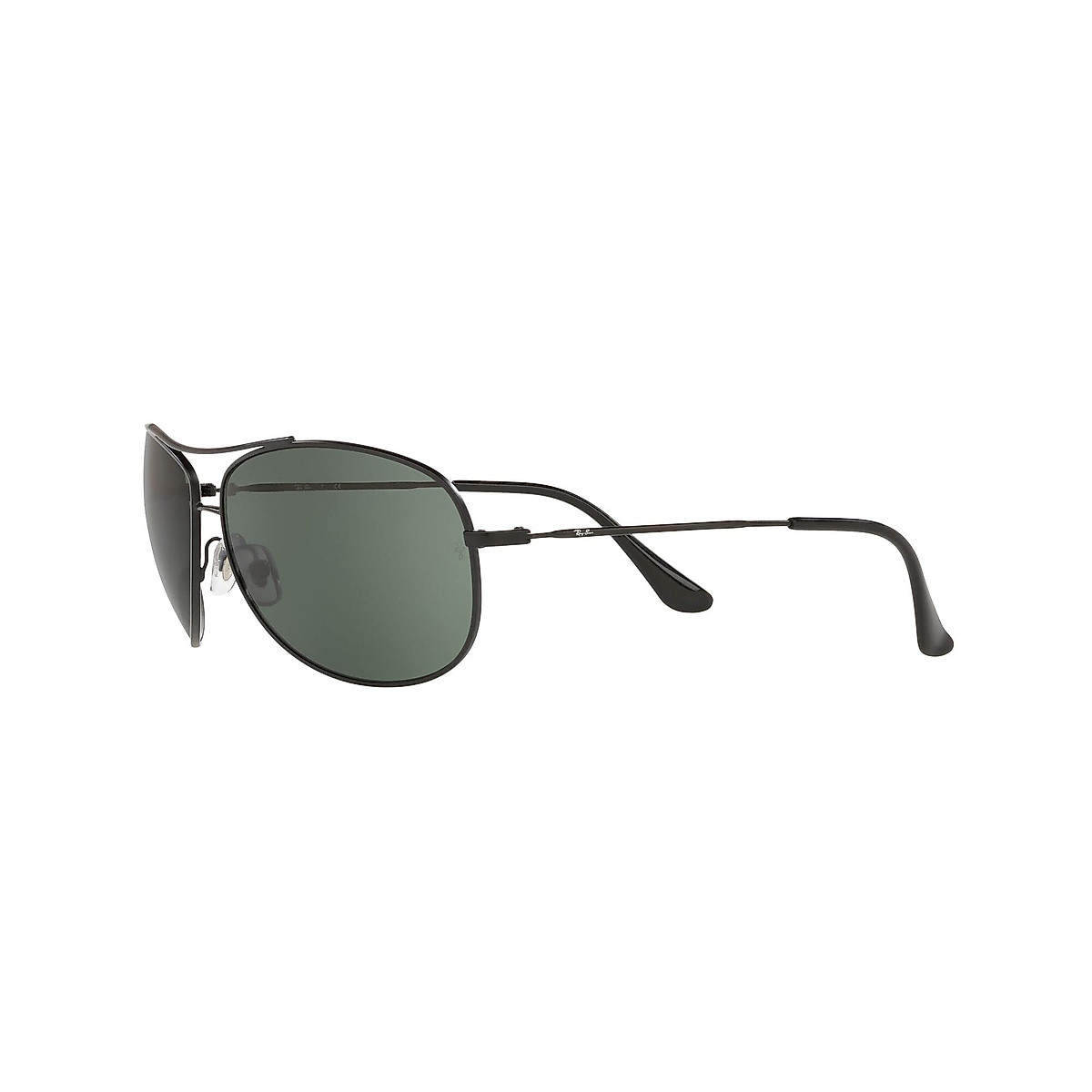 Ray-Ban RB3293 Metal Aviator Sunglasses, Matte Black/Green, 63 mm