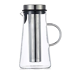 Karafu 60 Oz Thicker Glass Pitcher with Stainless Steel Fruit Infuser, High Heat Resistance Glass Jug for Hot/Cold Water, Infused Fruit Tea and Juice Beverage