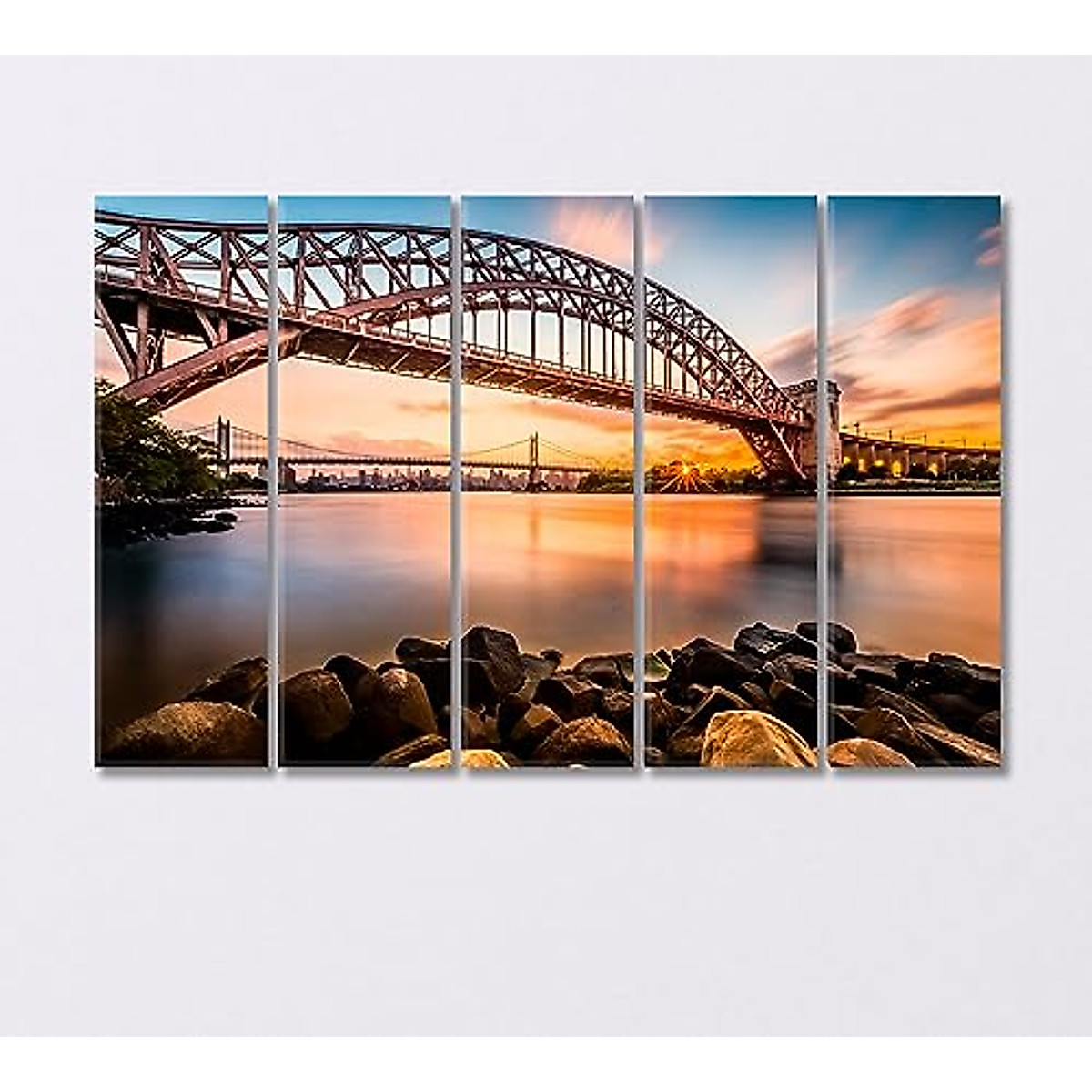 Triborough Bridge at Sunset New York Canvas Print 3 Panels / 36x24 inches