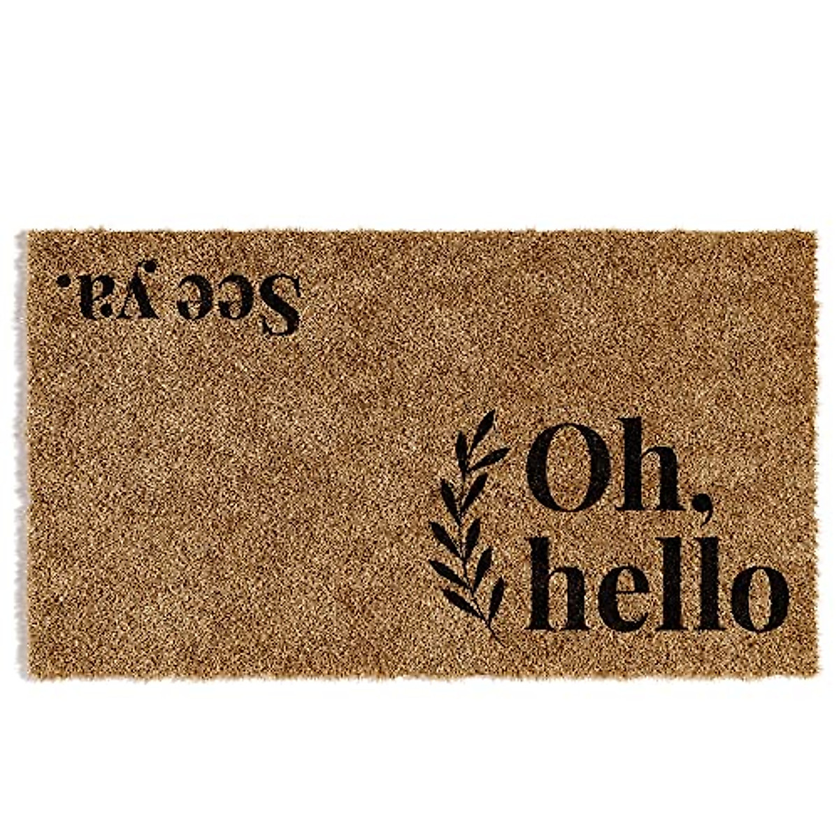 Barnyard Designs 'Oh Hello, See Ya' Doormat Welcome Mat for Outdoors, Large Front Door Entrance Mat, 30x17, Brown