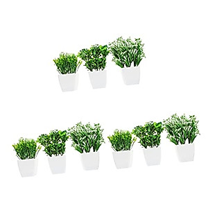 HOMSFOU 9 Pcs Simulated Potted Plant Mini Plant Sculpture Plant Bonsai Wall Fake Flowers Artificial Flower Pot Desktop Bonsai Office Decore Simulation Green Plants Plastic Model Juicy