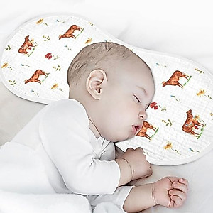 vvfelixl Muslin Burp Cloths Cows Wildflowers Baby Washcloths for Baby Girl Boys 2 Pack White