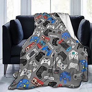 Perinsto Colorful Video Game Controller Background Throw Blanket Ultra Soft Warm All Season Decorative Fleece Blankets for Bed Chair Car Sofa Couch Bedroom 50"X40"