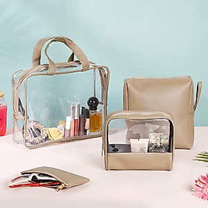 Nestasia Travel Kit for Women, Toiletry Makeup Bag, Travel Cosmetic Bag for Women, set of 4 with a different size, Beige