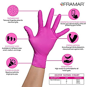 FRAMAR Pink Gloves Disposable Latex Free – Pink Nitrile Gloves Small, Disposable Gloves Small, Rubber Gloves Disposable, Esthetician Supplies, Mechanic gloves Disposable, Guantes Desechables 100 Pk