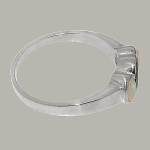 925 Sterling Silver Natural London Blue Topaz & Opal Womens Anniversary Ring - Size 8.75