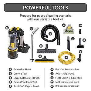 Prolux 2.0 Lightweight Commercial Bagless Backpack Vacuum Cleaner w/Dual HEPA Shield Filtration