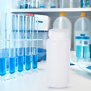 PATIKIL 15 Pcs 500ml Reagent Bottles, HDPE Wide Mouth Round Bottles with Screw Cap for Lab Water Reagent Liquids Solid Sample Storage Seal, Translucent White