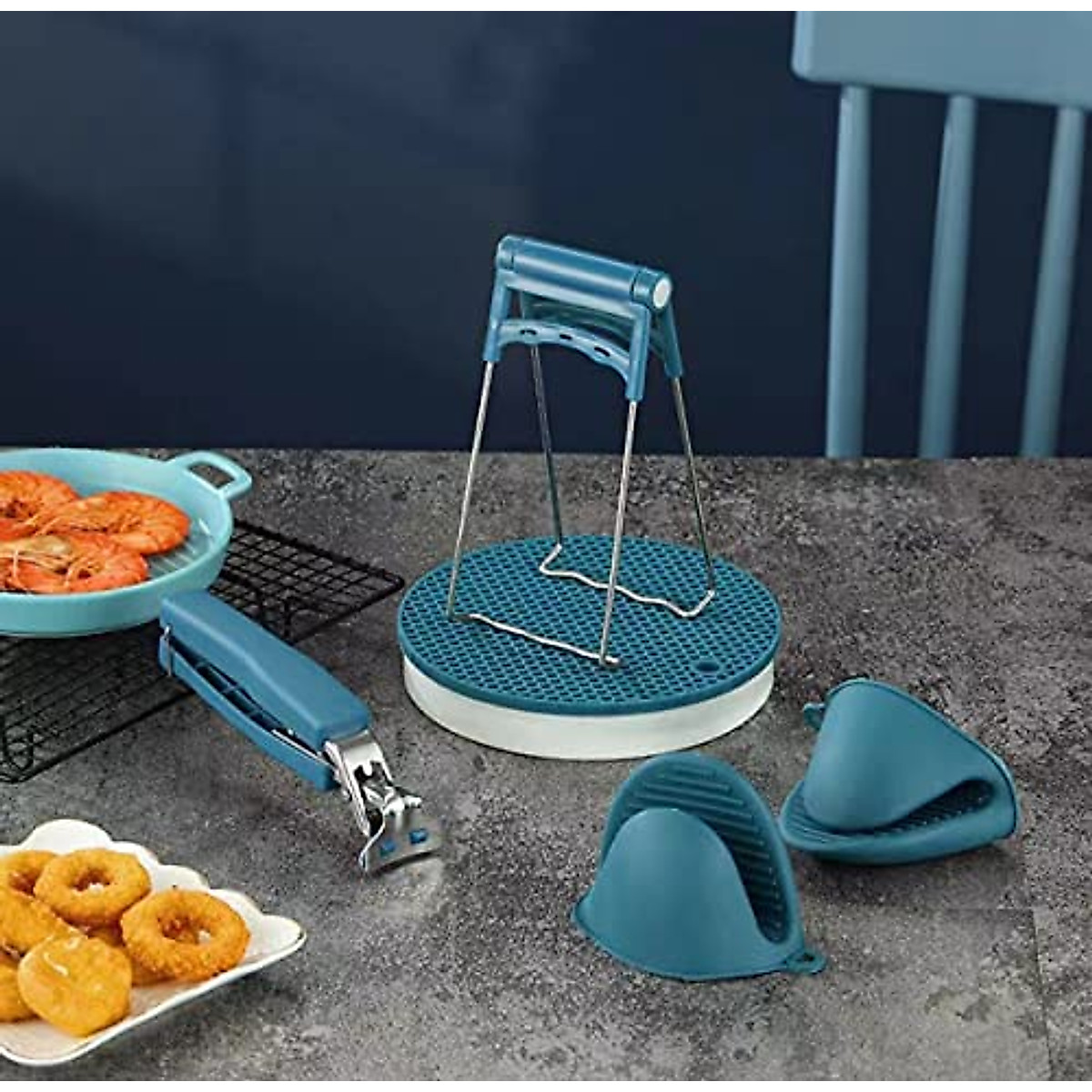 Kitchen Hot Plate Gripper,Anti scald disc holder，Tongs Silicone Gloves，Anti scalding pad-6 Pack High temperature resistant anti-skid bowl anti-skid stainless steel Avoid Scalding Kitchenware Set