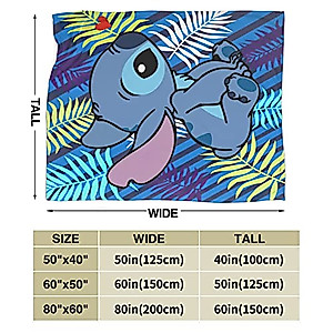 Genefy Stitch Flannel Blanket Soft Throw Luxury Warm Blanket Fits for Couch Sofa Bedroom Living Room 50''X40''