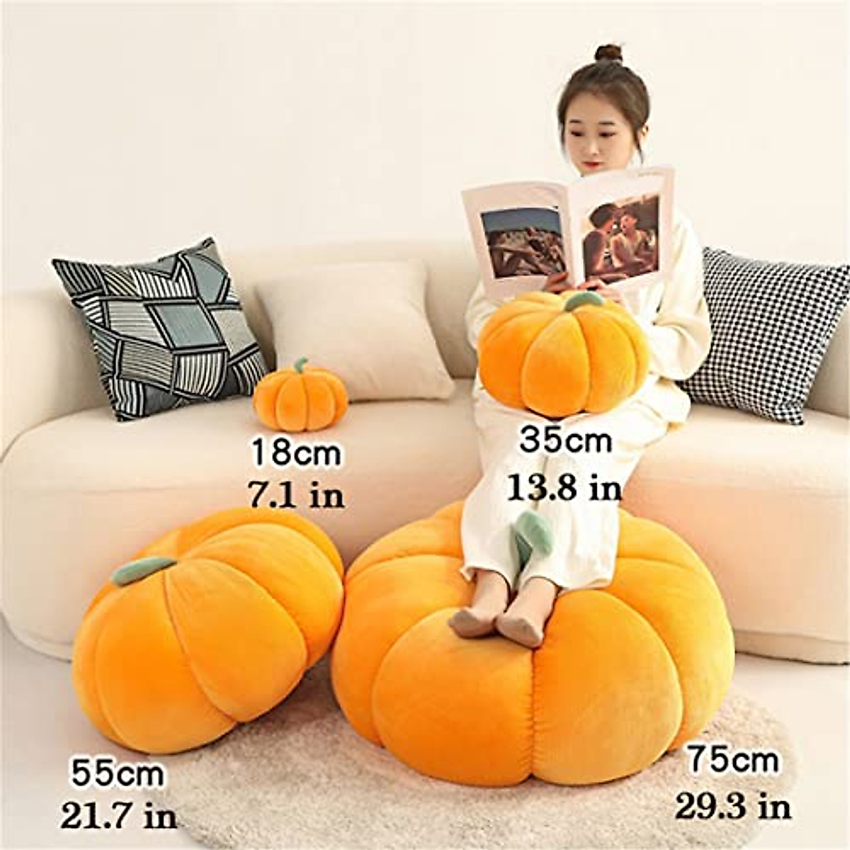 YILANLAN Cute Pumpkin Pillow Decorative Pillow Sofa Pillow Car Pillow Office Cushion (55 cm/21.7 inch, Orange)