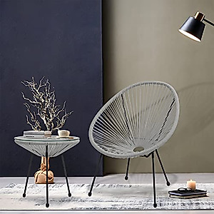 MoNiBloom 3 Piece Outdoor Seating Acapulco Chair, Modern Patio Furniture Outdoor Conversation Set, Glass Top Table and 2 Metal Steel Chairs for Garden Poolside Balcony, Weight Capacity 250 lbs, Grey