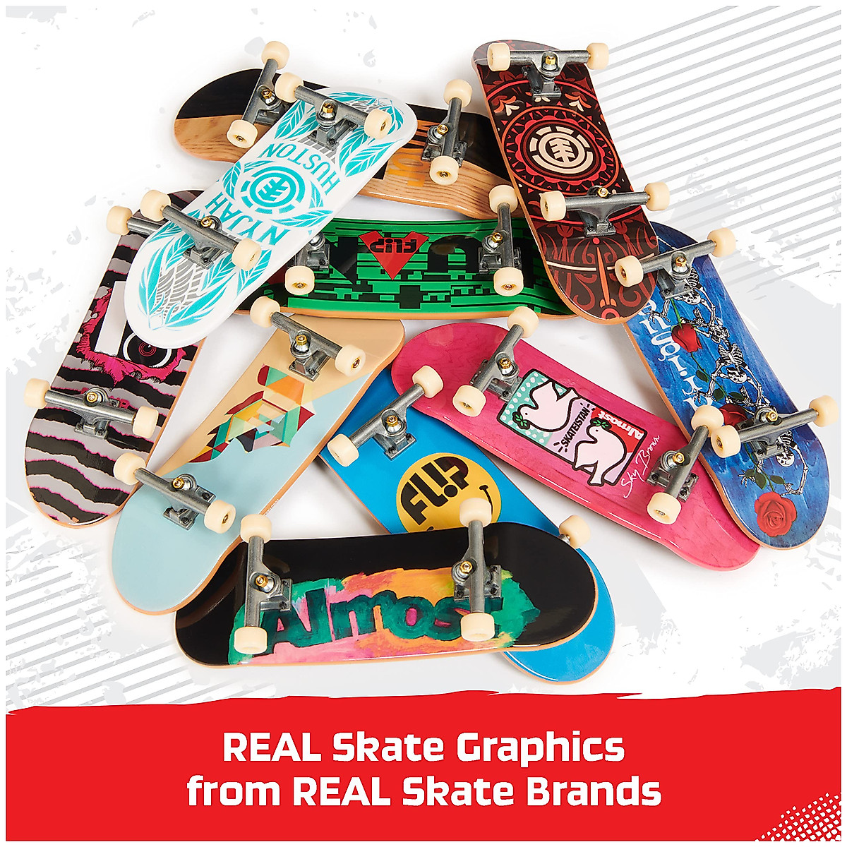 Tech Deck, DLX Pro 10-Pack of Collectible Fingerboards, for Skate Lovers, Kids Toy for Ages 6 and up