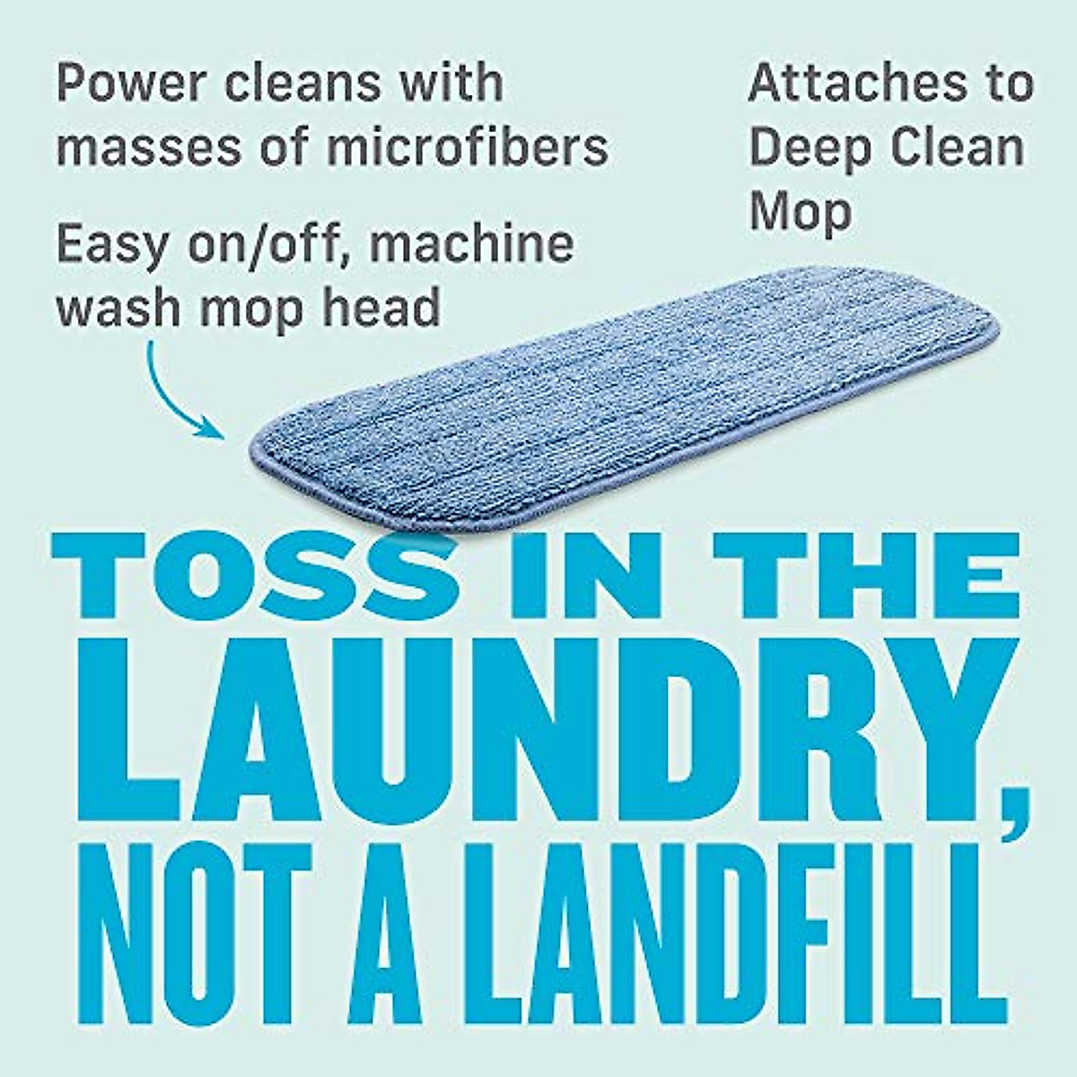 E-Cloth Deep Clean Mop Head, Microfiber Mop Head Replacement for Floor Cleaning, Great for Hardwood, Laminate, Tile and Stone Flooring, Washable and Reusable, 100 Wash Guarantee, 1 Pack