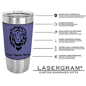 LaserGram 20oz Vacuum Insulated Tumbler Mug, Monarch Butterfly, Personalized Engraving Included (Faux Leather, Dark Purple)