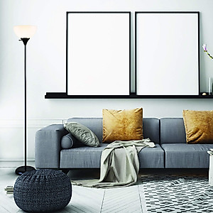 Newhouse Lighting NHFL-CH-BK Charles 71-inch Modern Standing, Torchiere Floor Lamp for Bedrooms, Living Room | Durable Floor Lamp For Home, Office, Reading (Black)