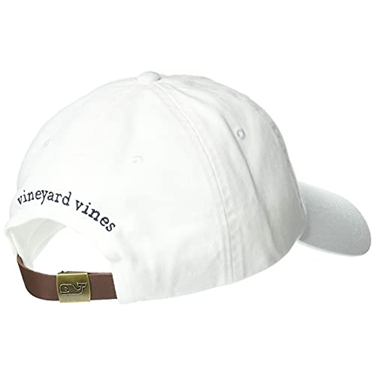 vineyard vines Men's Whale Logo Baseball Hat, White Cap, One Size