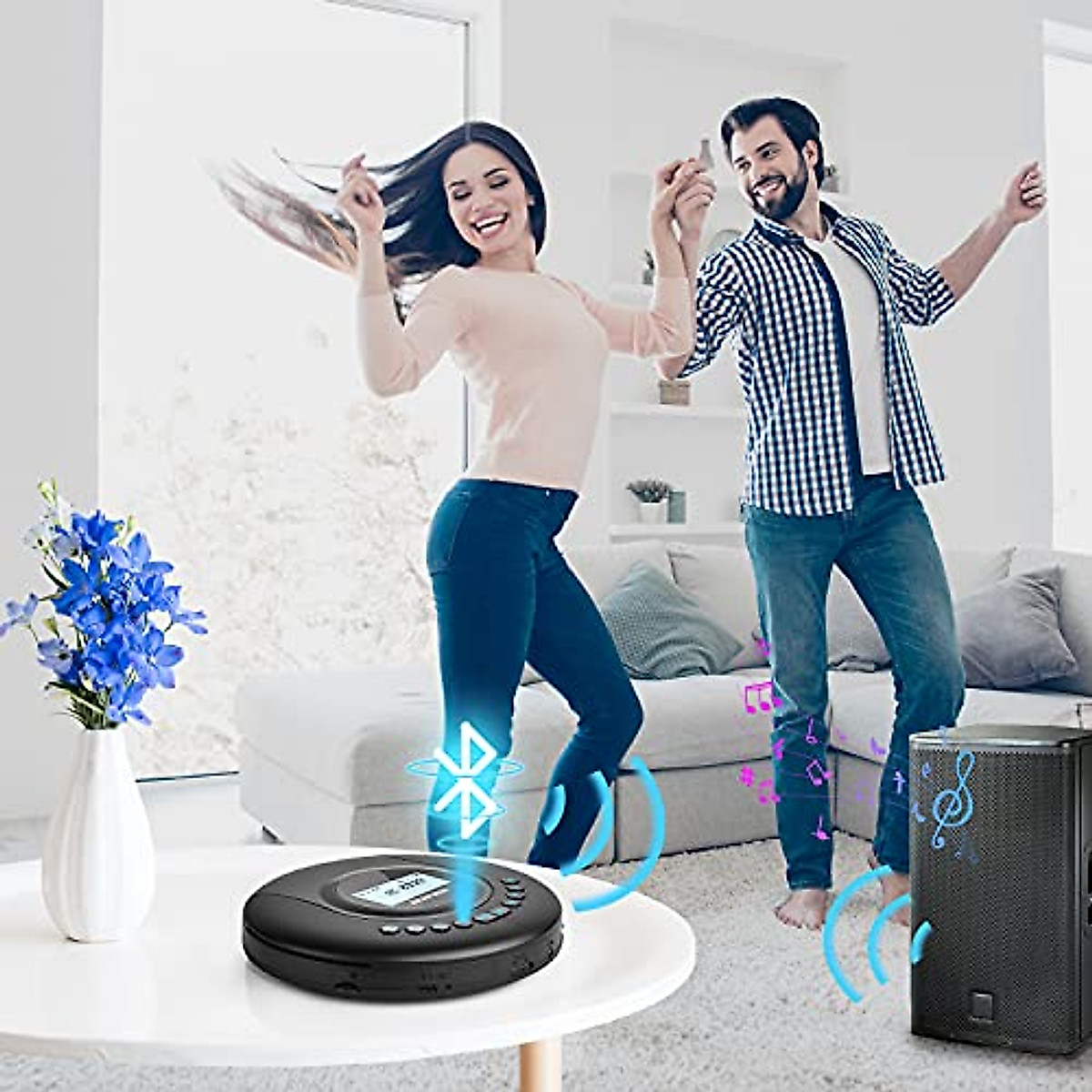 CD Player Portable, ARAFUNA Bluetooth CD Player for car, 2000mAh Rechargeable Portable CD Player with LCD Screen, Anti Shock Protection Walkman CD Player with Headphone -Upgraded