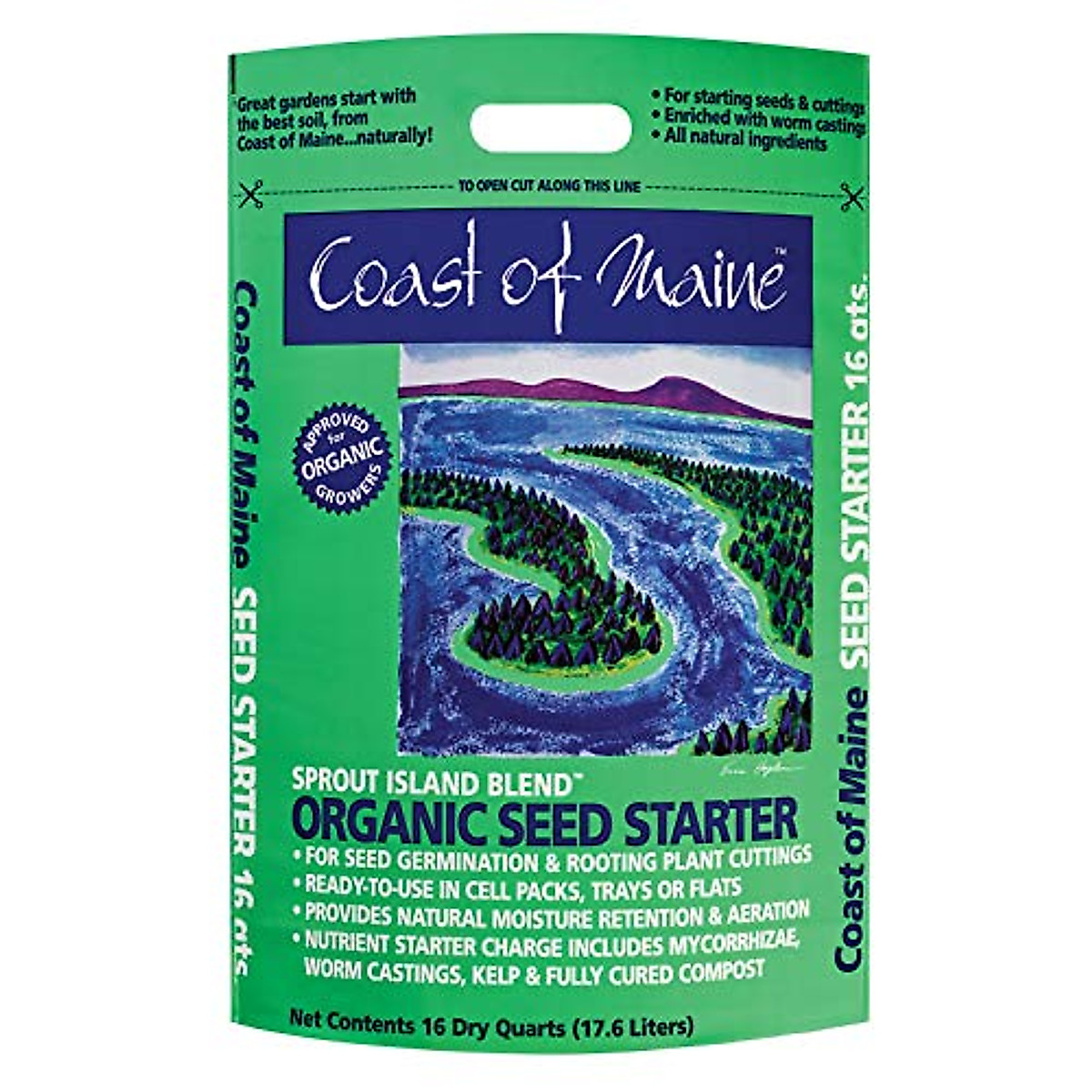 Coast of Maine Sprout Island Organic Seed Starter with All Natural Ingredients for Root Plant Cuttings and Seed Germination, 16 Quarts