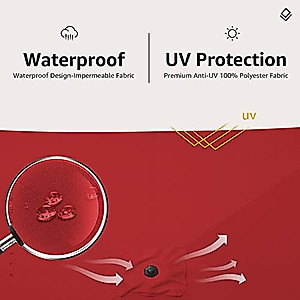 HENG FENG Rectangular Patio Umbrella with 26 LED Lights, 10x6.5FT Outdoor Table Market Umbrella with Push Button Tilt and Crank, Burgundy