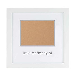 Pearhead Love at First Sight Sonogram Picture Frame, Pregnancy Ultrasound Keepsake Photo Frame, Gender-Neutral Baby Nursery Décor, 4x3 Photo, White