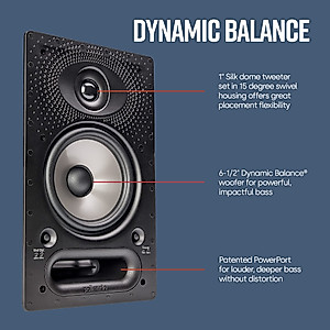 Polk Audio 65-RT in-Wall Speakers with 6.5" Driver - The Vanishing Series | 2 Speakers | Use as Left/Right Front Speakers, Stealth Side or Rear Surrounds | White, Paintable Grilles