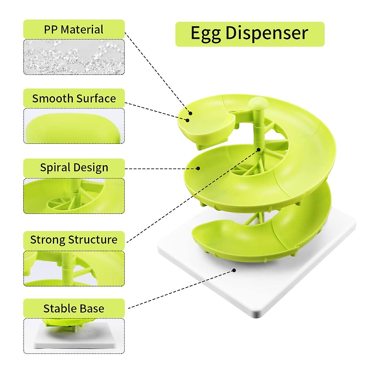 Spiral Egg Basket, Egg Dispenser Rack for Eggs Storage Holds Approximately 20 Eggs for Kitchen Countertop