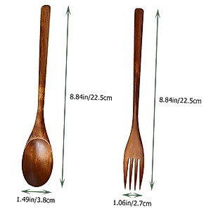 Abaodam 1 Set Wooden Fork and Spoon Wooden Forks Cake Spoon Wooden Spoons for Eating Wooden Food Spoon Wooden Teaspoons Mini Cake Forks Dessert Spoon Ice Cream Spoon Human Body Fruit