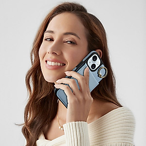 Keallce Case for iPhone 13 6.1'', Detachable Crossbody Case Wallet with RFID Blocking Card Holder, 360?Ring Stand, Folio Leather Phone Cover Shoulder Lanyard Strap Lady for iPhone 13 2021 5G, Blue