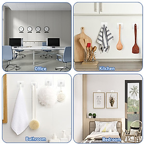 20Pcs Heavy Duty Adhesive Hooks Picture Hangers Without Nails Waterproof Single Nail Free Wall Hangers Reusable Screw Free Sticker No Damage Wall Hooks Hanging for Kitchen Bathroom Home Office Key