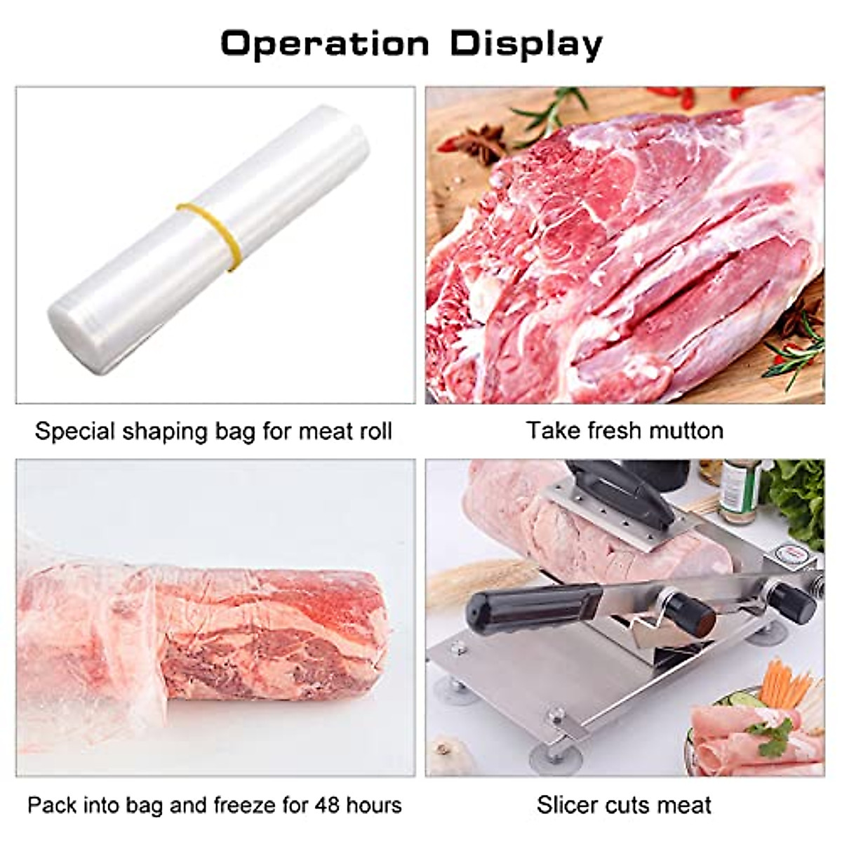 Manual Frozen Meat Slicer, Stainless Steel Meat Cutter Beef Mutton Roll Meat Cheese Food Slicer Vegetable Sheet Slicing Machine, Deli Slicer for Home Kitchen