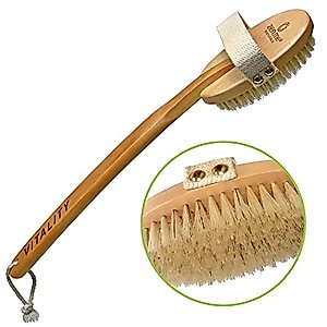 Zen Me Premium Boar Bristle Brush, Exfoliating Brush with Medium Firm Natural Bristles for Cellulite and Lymphatic, Body Scrub Brush with Detox eBook Gift