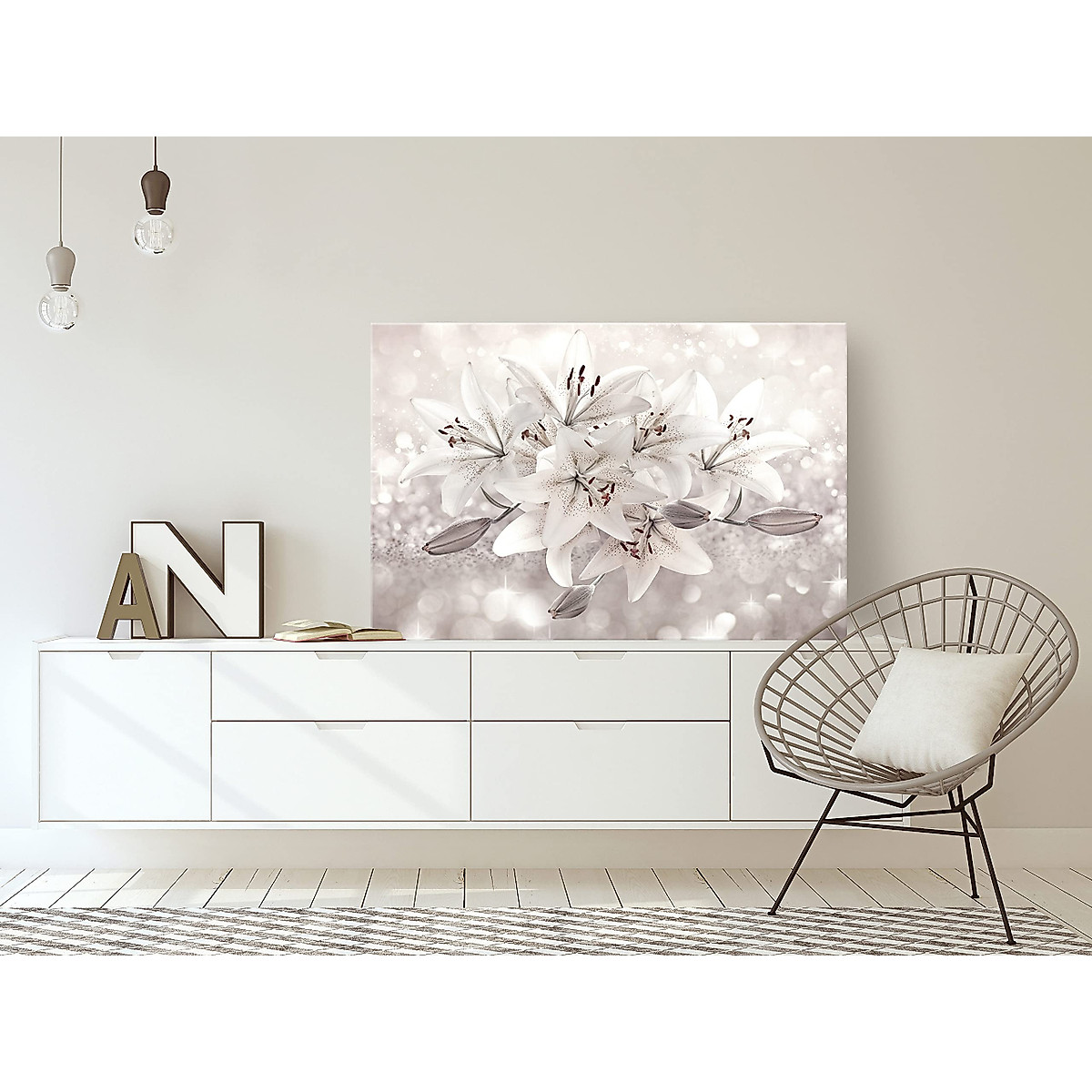 artgeist Acoustic Canvas Wall Art Lilies Flower 35x24 in - 1pcs Picture with Acoustic Foam Sound Print Artwork Room Acoustics Soundproofing Nature Botanical Plant b-C-10285-b-a