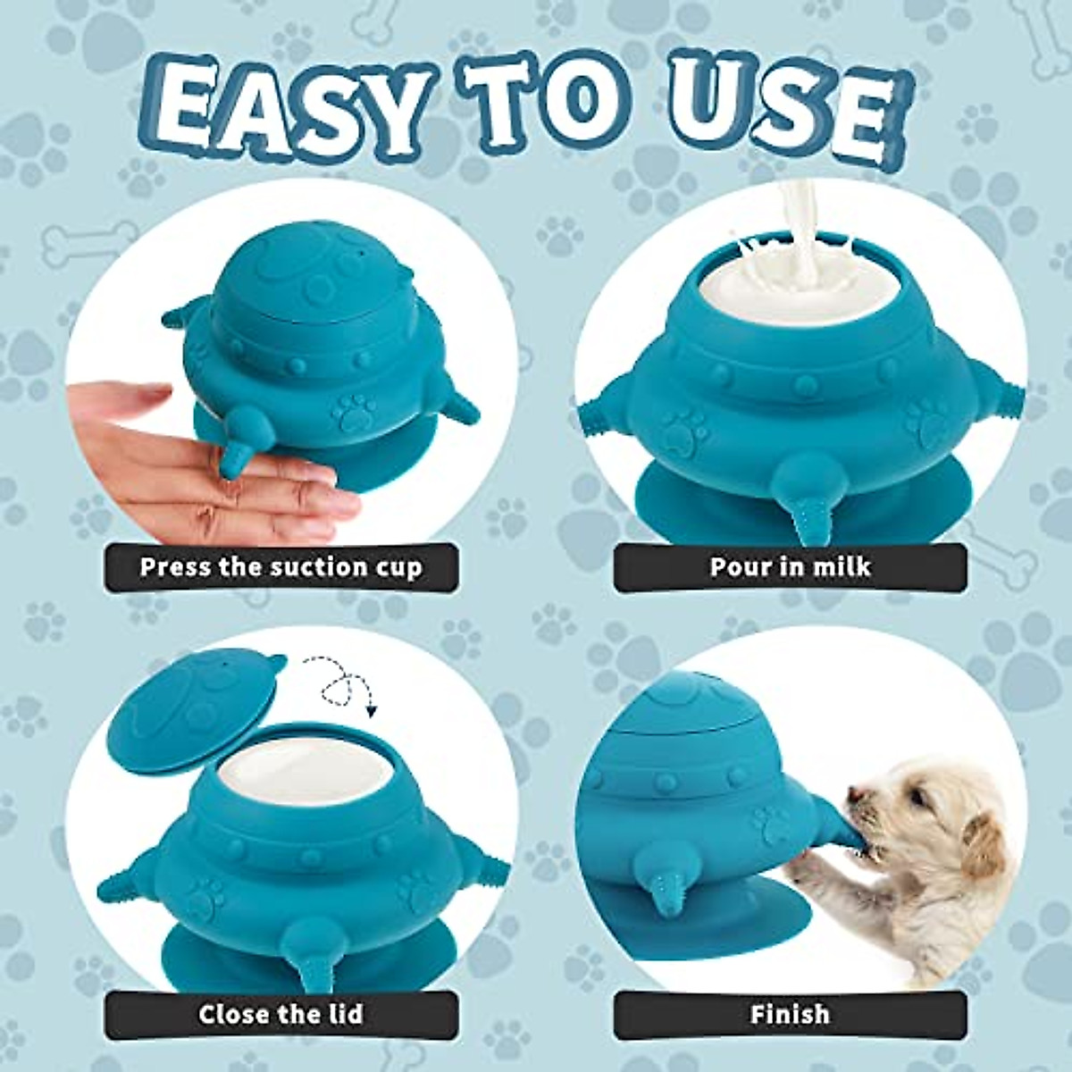 2 Pieces Puppy Feeder Pet Milk Bowl 4 Teats Puppy Bottles for Multiple Puppies Nursing Silicone Pet Feeder for Puppies Kittens Dog Nursing Supplies, 240 ML, Blue