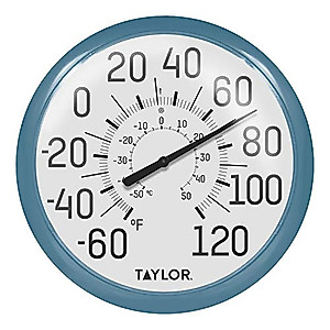 Taylor Big and Bold Wall Indoor Outdoor Thermometer, 13.25 inch, Teal