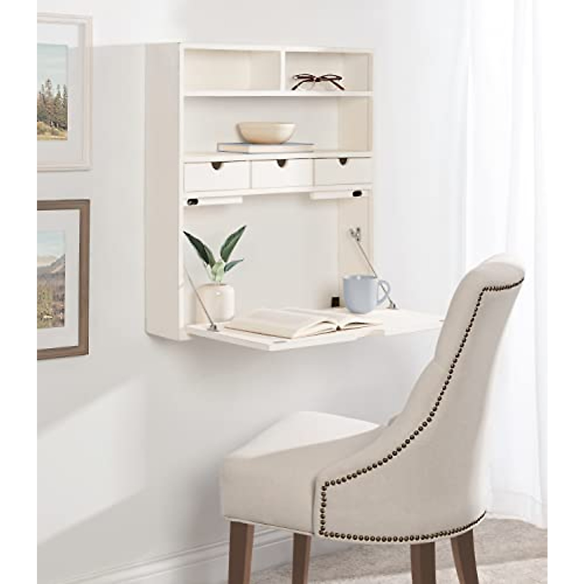 Kate and Laurel Georgie Wall Hanging Desk, 26x6x30, White