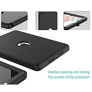 Case for iPad 9th / 8th / 7th Generation Cover case 10.2 inch with Built-in Screen Protector Model MYLF2LL/A MYLD2LL/A MYLC2LL/A MYN32LL/A MYL92LL/A MYLA2LL/A MYLE2LL/A (Black + Black)
