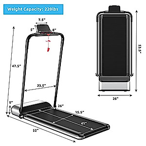 Goplus Folding Treadmill, Ultra-Thin Installation-Free Foldable Electric Treadmill, Low Noise, Walking Jogging Machine, Portable Superfit Treadmills for Home Office