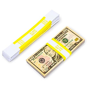 L LIKED Pack of 100 Currency Band Bundles Self Sealing Currency Straps Bands Money Bill Wrappers (Yellow $1000-100 PCS)