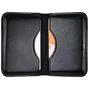 Wisdompro Business Card Holder, 2-Sided PU Leather Folio Pocket Slim Name Card Wallet Case with Magnetic Shut for Men and Women - Black