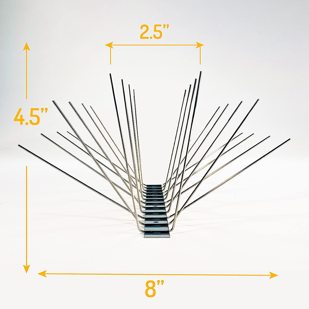 Bird Barrier Dura-Spike Stainless Steel Bird Spikes | Metal Pin Strips for Ledge, Roof, Pipe - Adhesive Included - Xtra Wide (8 in) 10 Ft. Length