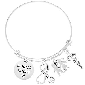 Kivosliviz School Nurse Appreciation Gifts Bracelet for Women School Nurses Week Gift Graduating Nursing Bangle Ornament Thank You Registered School Nurse Jewelry