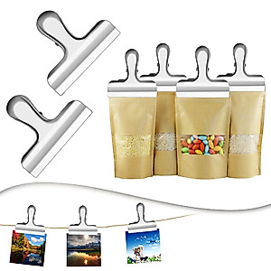 10PCS Wide Metal Chip Clips 3 Inch, Snack Food Bag Sealing Clips, Stainless Steel Paper Clamps Heavy Duty for Kitchen Food Packages and Office