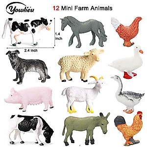 Realistic Farm Animal Figures Toys, 44 Pcs Plastic Farm Figurines Playset Includes Fences Mini Farm Animal Cake Topper Learning Toy Set for Kids & Toddlers