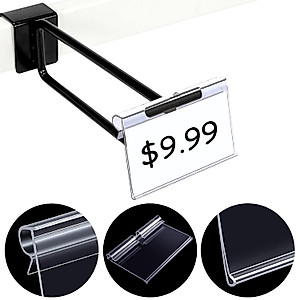 Basket Labels Clip On,50PCS Clear Plastic Bin Clip Labels for Baskets,Wire Shelf Price Labels,Labels for Storage Bins,Merchandise Sign Display Holder,50PCS 6X4CM Label Inserts Included. (CQTP0000)