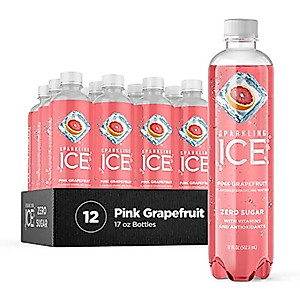 Sparkling Ice, Pink Grapefruit Sparkling Water, Zero Sugar Flavored Water, with Antioxidants and Vitamins, Zero Sugar, 17 fl oz Bottles (Pack of 12)