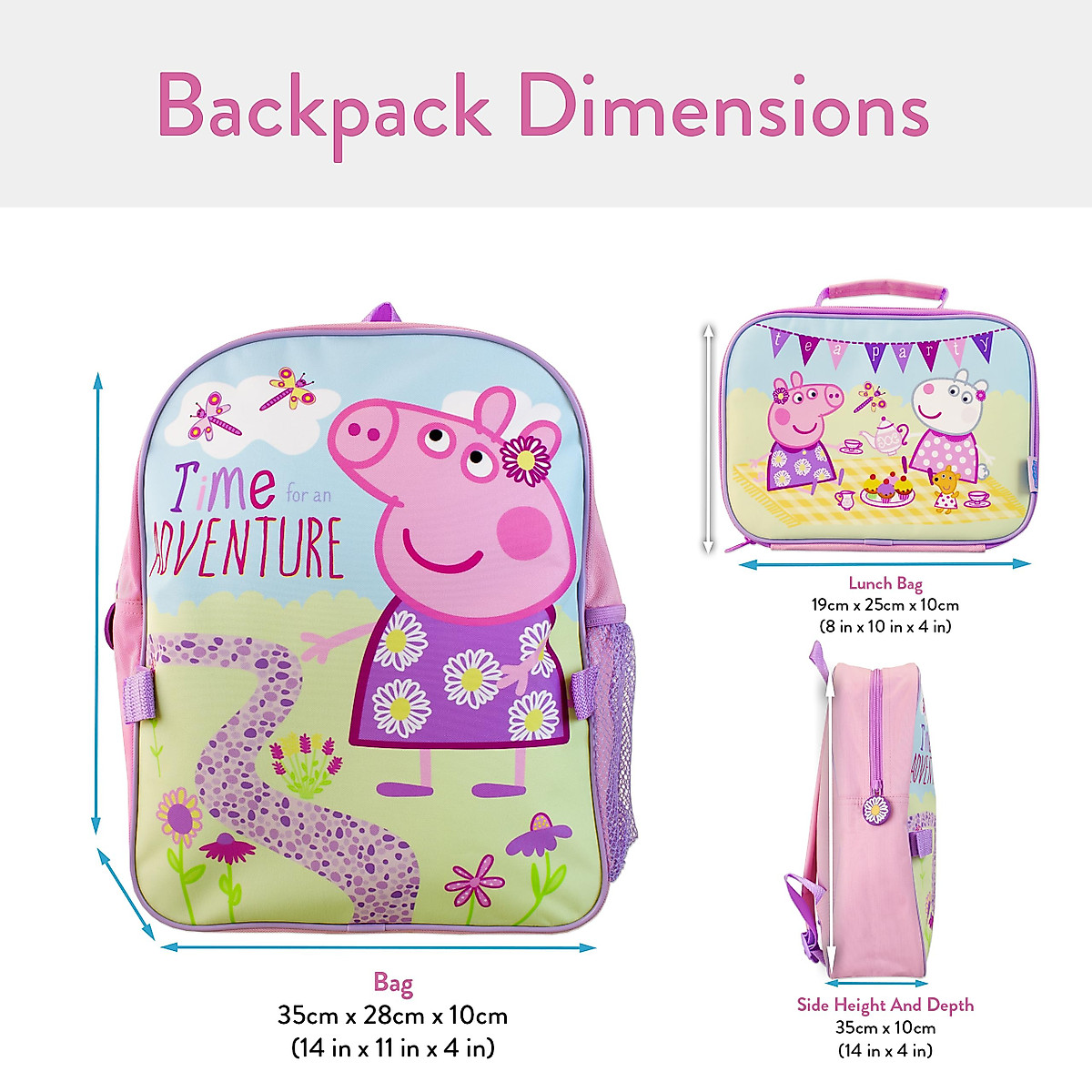 Peppa Pig Kids Backpack and Lunch Box Set Pink