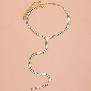 Jovono Rhinestone Choker Necklace Gold Crystal Necklace Sparkly Long Chain Jewelry for Women