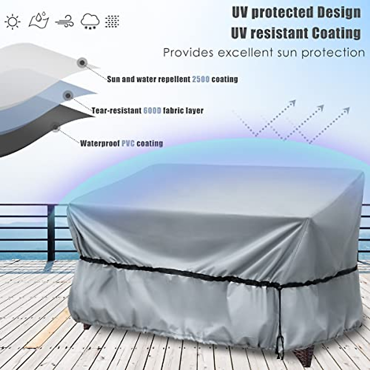 Octbird Patio Furniture Cover Set, 4Pcs Outdoor Furniture Cover Waterproof, Outdoor Couch Table Chairs Loveseat Sofa Covers Rectangle, 600D Heavy Duty Waterproof Oxford Fabric For Outdoor Setting