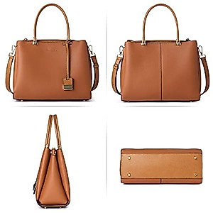 BOSTANTEN Leather Handbags for Women Designer Satchel Purses Top Handle Crossbody Shoulder Bag with Triple Compartment